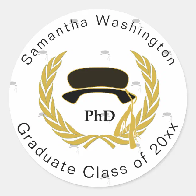 PhD Doctor Graduation Beefeater Tam Pattern Classic Round Sticker | Zazzle
