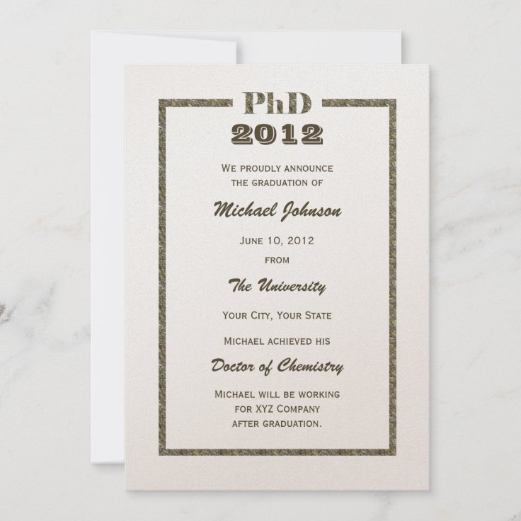 PhD Doctoral Graduation Announcement Metallic | Zazzle