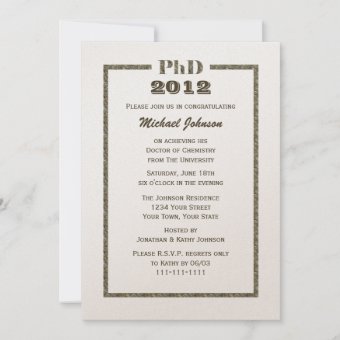 PhD Doctorate Graduation Invitation Metallic | Zazzle
