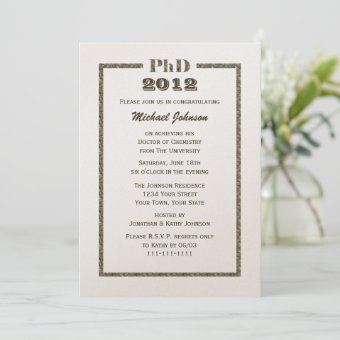 PhD Doctorate Graduation Invitation Metallic | Zazzle