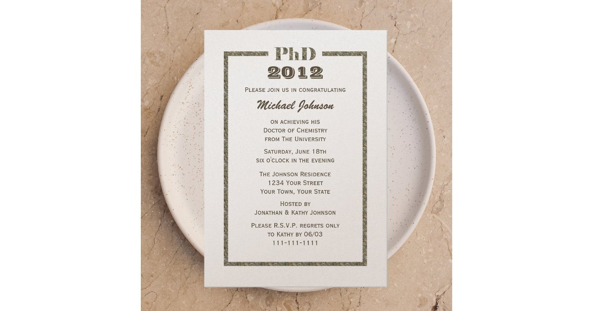 PhD Doctorate Graduation Invitation Metallic | Zazzle