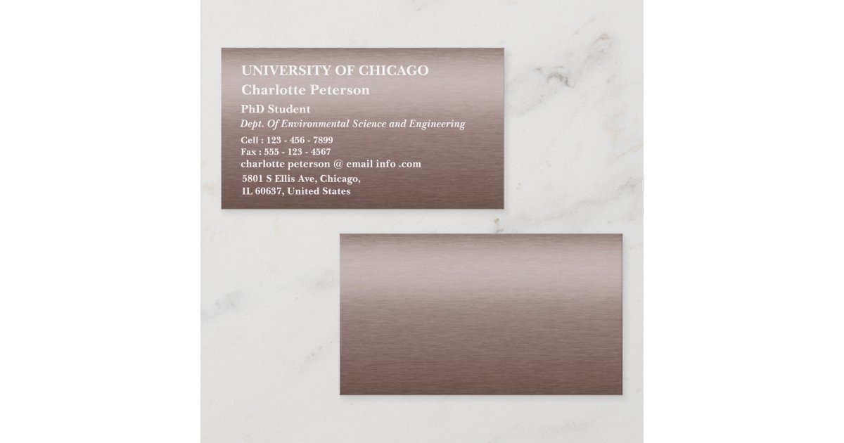 PhD - Graduate Student Metal Business Card | Zazzle