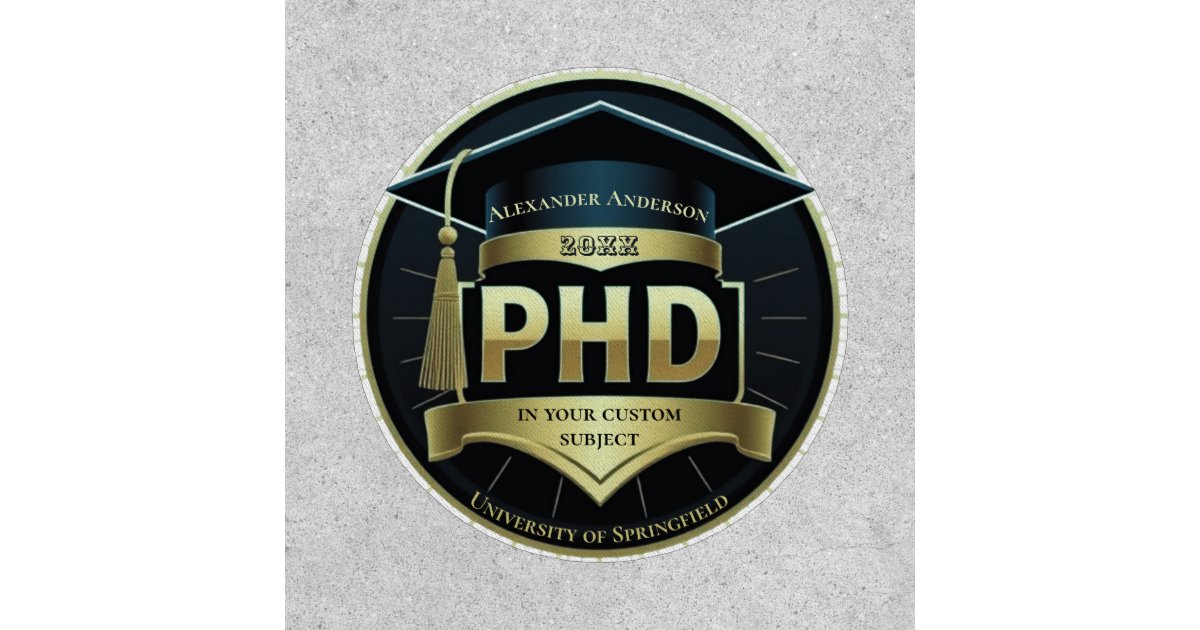 Phd graduation doctoral thesis gift iron on patch | Zazzle