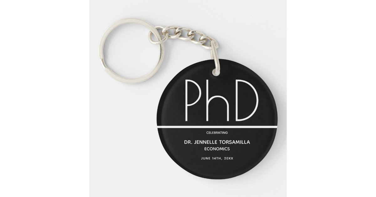 PhD Graduation Party Black Keychain | Zazzle