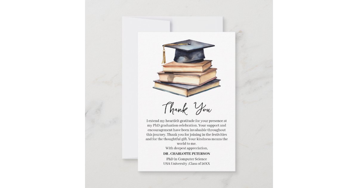 PhD Graduation Party Thank You Card | Zazzle
