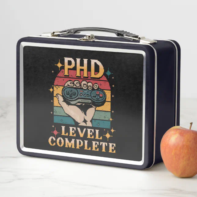 PhD Level Complete Graduation Doctorate Gaming Metal Lunch Box | Zazzle