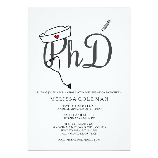 PhD Nursing nurse graduation invites simply stated | Zazzle.com
