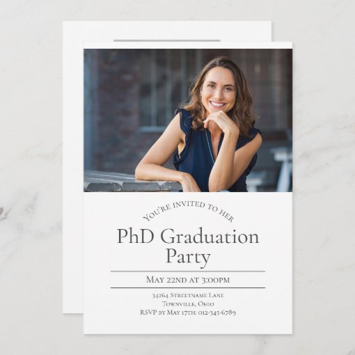 PhD Two Photo Graduation Invitation | Zazzle