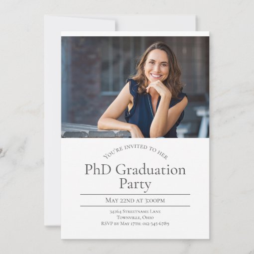 PhD Two Photo Graduation Invitation | Zazzle