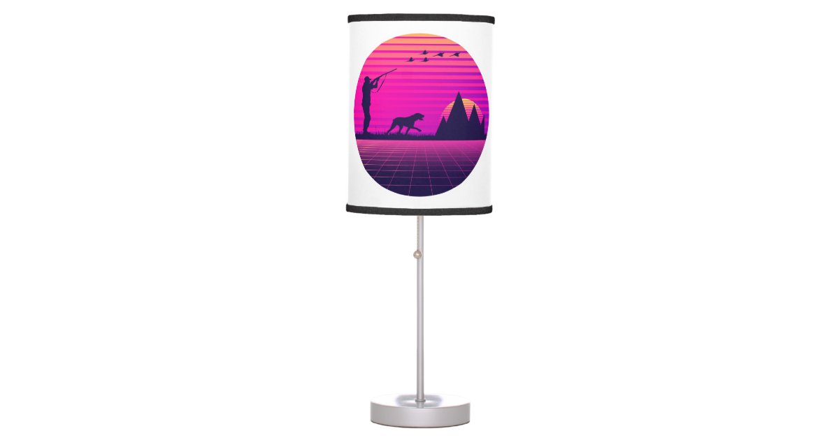 Pheasant Hunting Upland Bird Hunter Dog Vaporwave Table Lamp | Zazzle