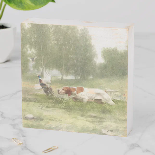 Pheasant Hunting with Pointer Wooden Box Sign | Zazzle