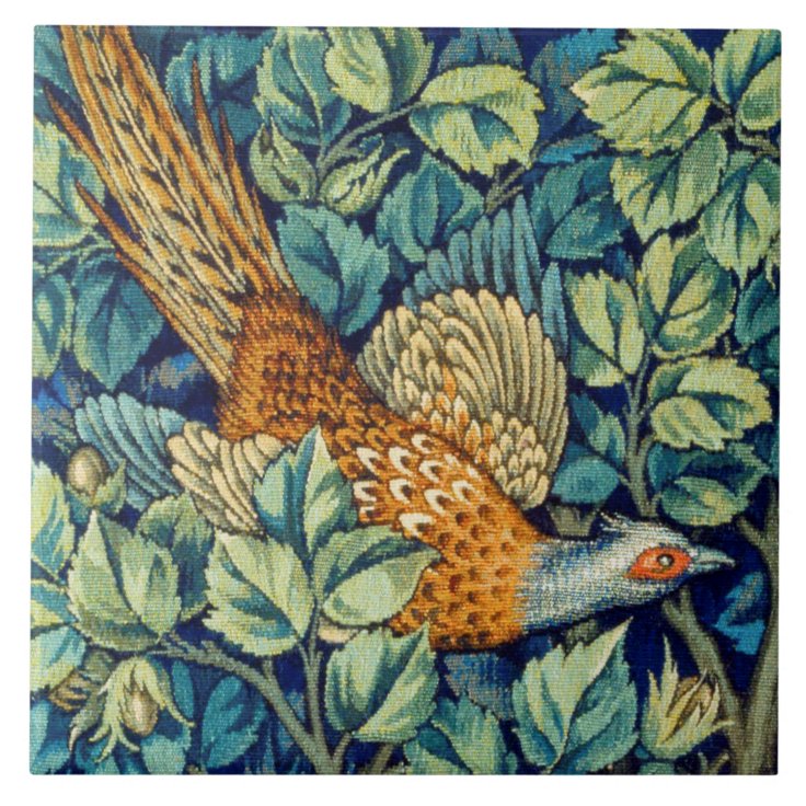 Pheasant in the Forest, William Morris Ceramic Tile | Zazzle