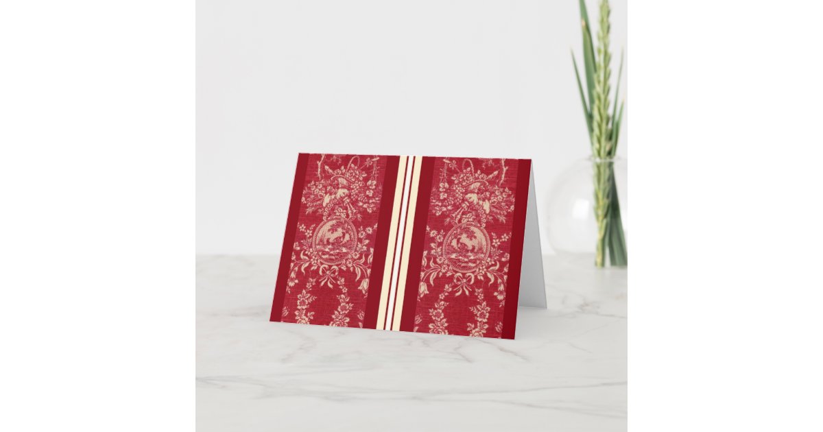 pheasant toile note card | Zazzle