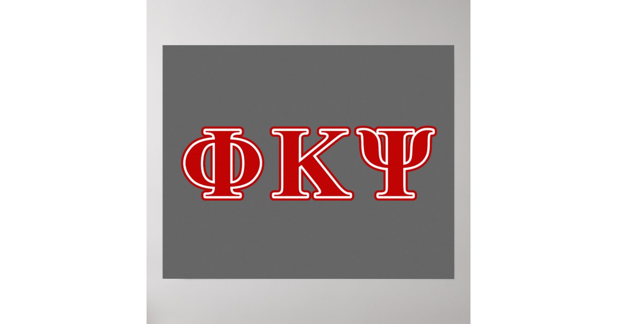Phi Kappa Psi Red Letters Poster | Zazzle
