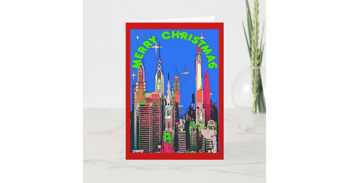 Philadelphia Christmas Sky Holiday Card | Zazzle