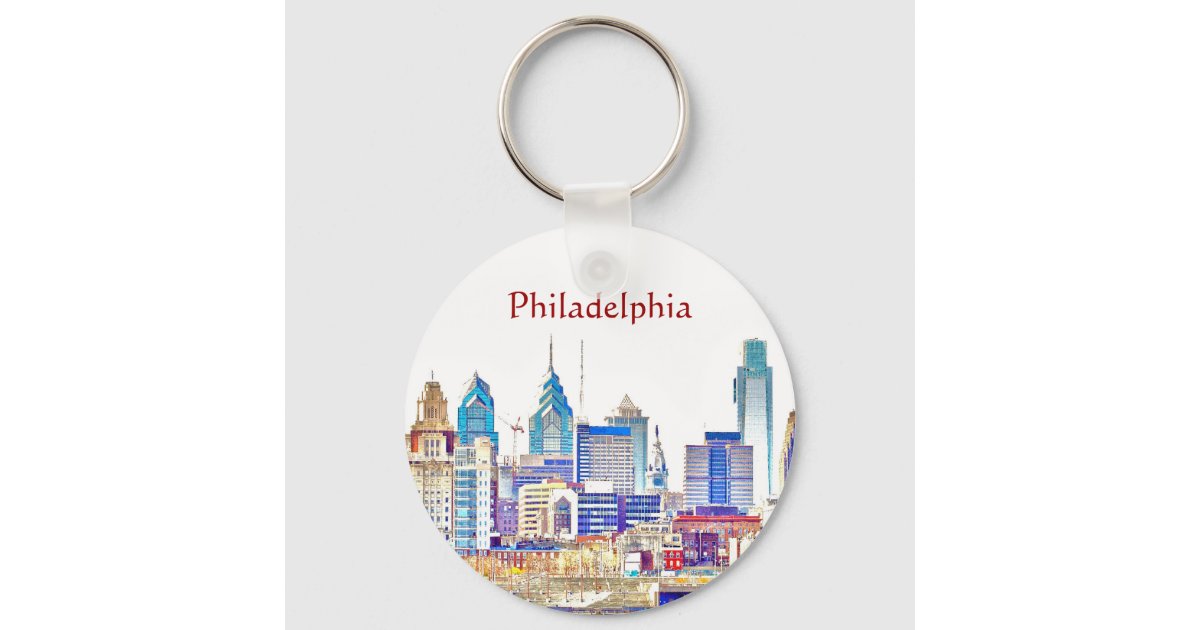 Philadelphia Color Sketch Keychain | Zazzle