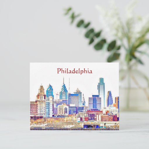 Philadelphia Color Sketch Postcard | Zazzle