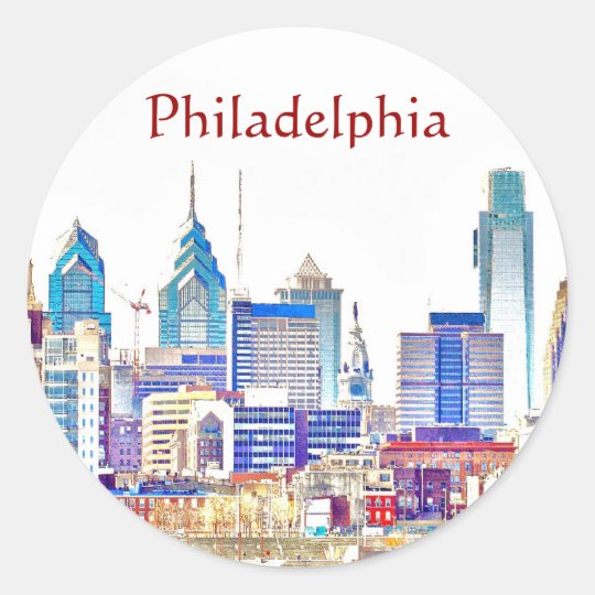 Philadelphia Color Sketch Sticker | Zazzle.com