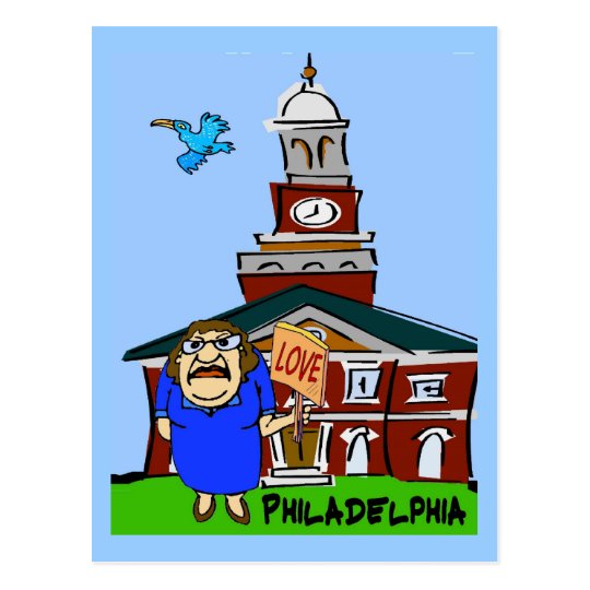 Philadelphia LOVE Cartoon Postcard | Zazzle