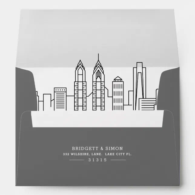 Philadelphia Modern Deco | Skyline Reveal Envelope | Zazzle