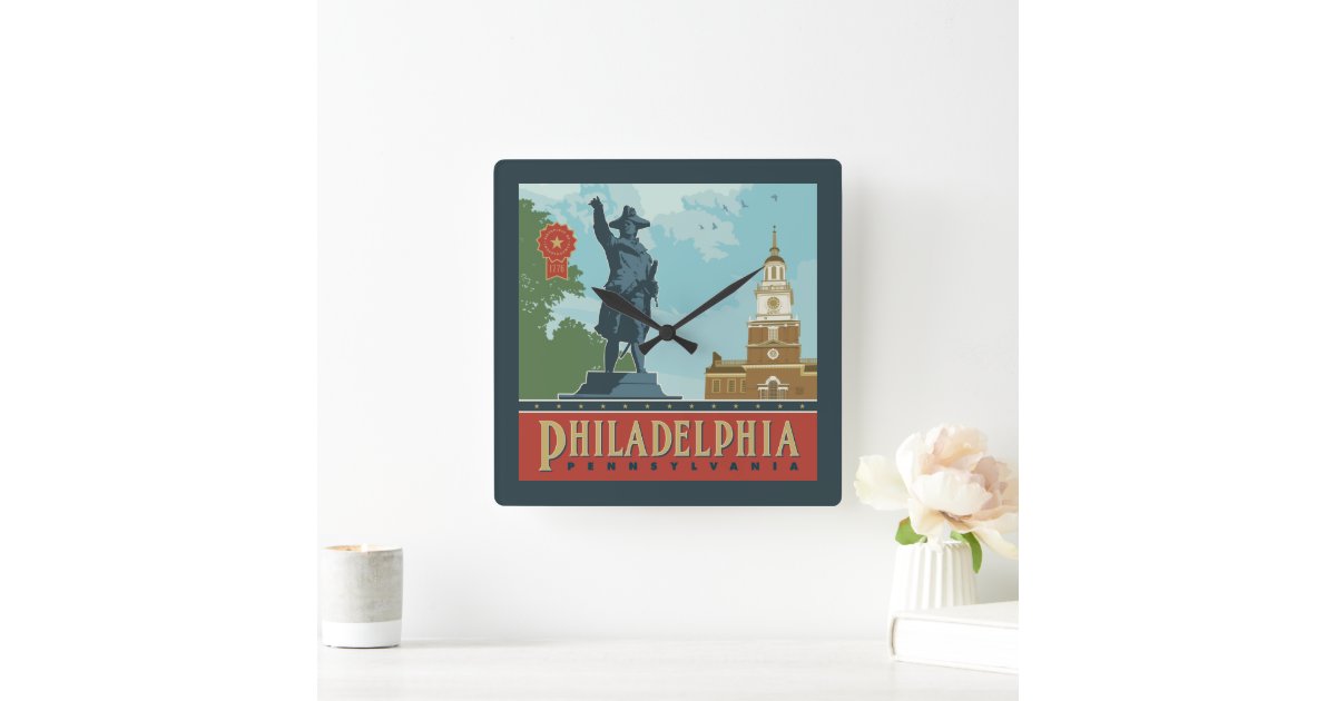 Philadelphia, PA | Independence Hall Square Wall Clock | Zazzle