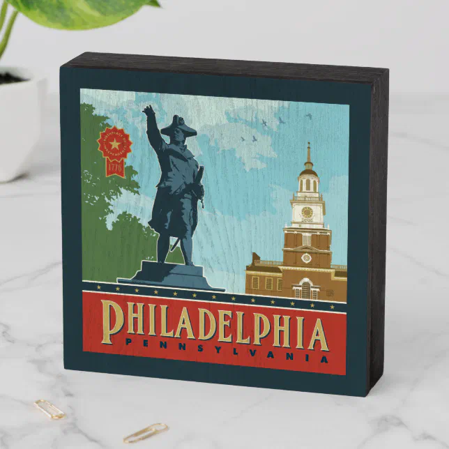 Philadelphia, PA | Independence Hall Wooden Box Sign | Zazzle