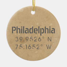 Philadelphia PA Longitude Latitude Ceramic Ornament | Zazzle