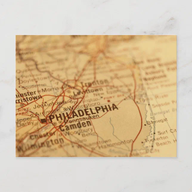 Philadelphia, PA Vintage Map Postcard | Zazzle