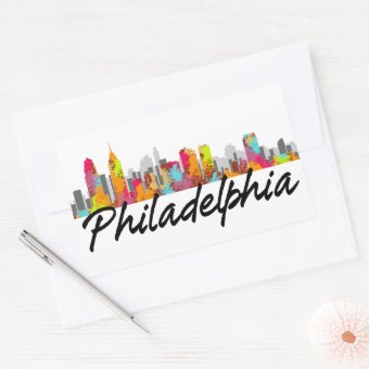 Philadelphia Pennsylvania Skyline Rectangular Sticker | Zazzle