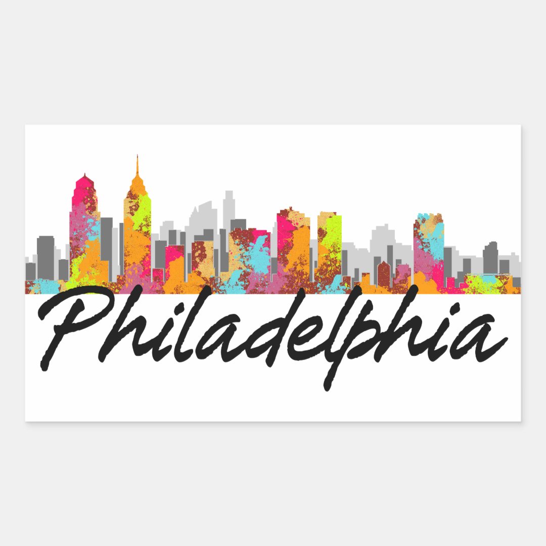 Philadelphia Pennsylvania Skyline Rectangular Sticker | Zazzle