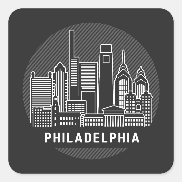 Philadelphia Pennsylvania Skyline Square Sticker | Zazzle