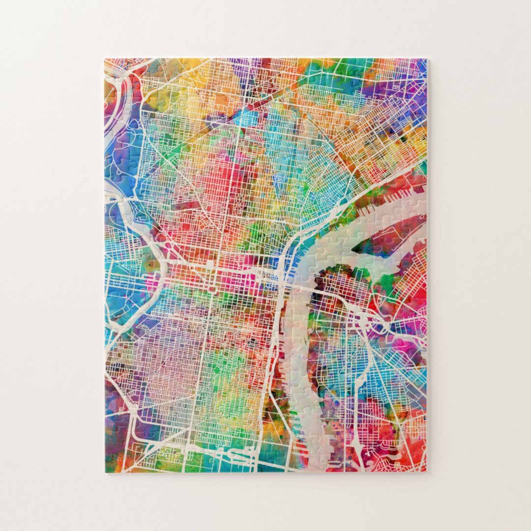 Philadelphia Pennsylvania Street Map Jigsaw Puzzle | Zazzle