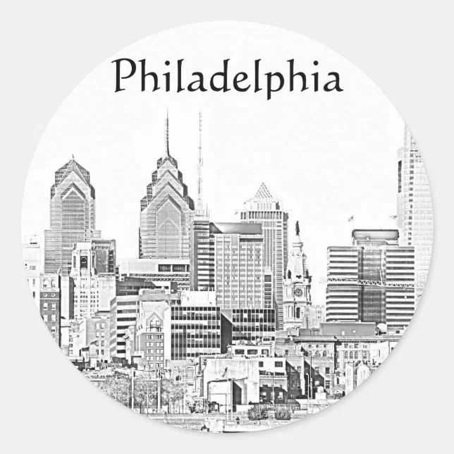 Philadelphia Sketch Sticker | Zazzle