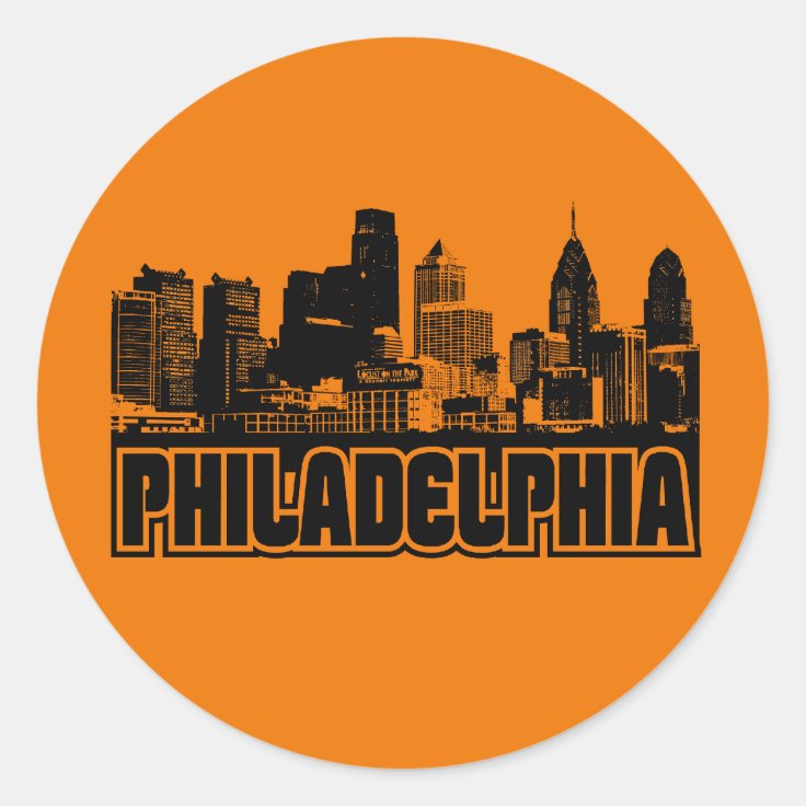 Philadelphia Skyline Classic Round Sticker | Zazzle