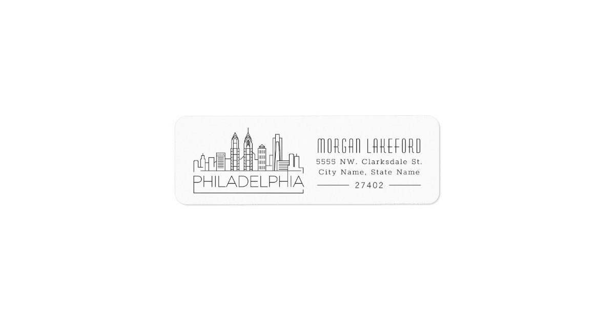 Philadelphia Stylized Skyline | Label | Zazzle