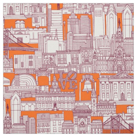Philadelphia Skyline Fabric | Zazzle
