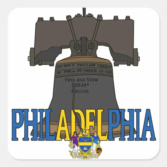 Philadelphia USA Liberty Bell Square Sticker | Zazzle