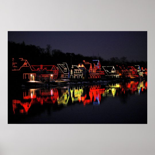Philadelphia's Boathouse Row at Christmas Poster | Zazzle.com