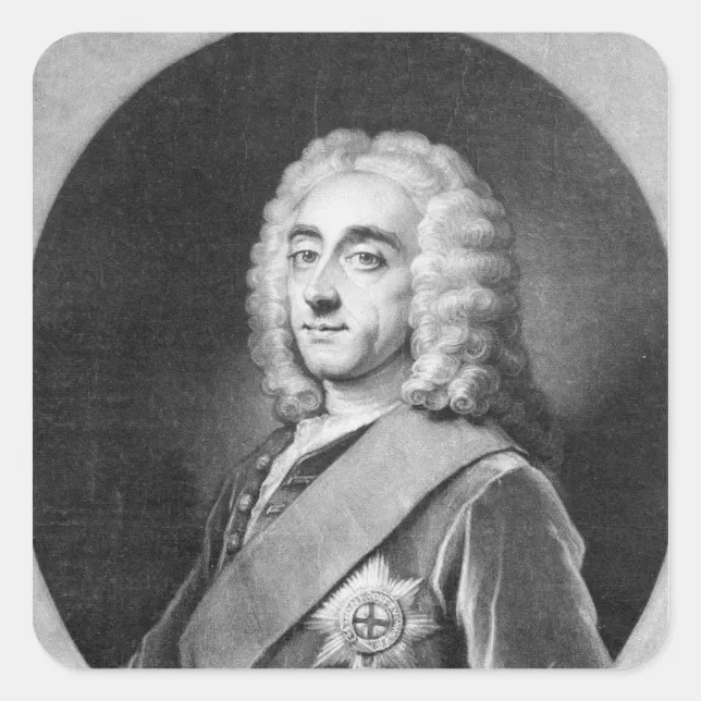 Philip Dormer Stanhope, engraved by John Simon Square Sticker | Zazzle
