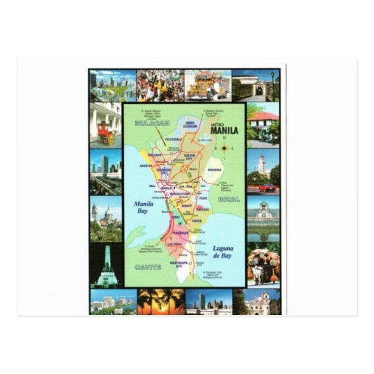 PHILIPINES MANILA MAP POSTCARD | Zazzle.com