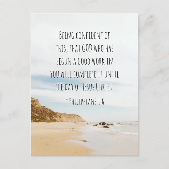 Philippians 1:6 GOD who has begun a good work Postcard | Zazzle