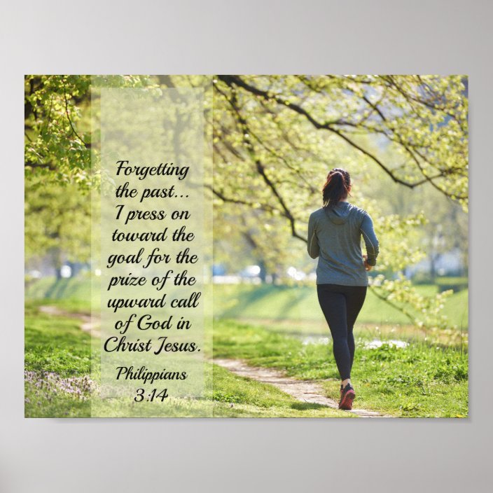Philippians 3:14 Bible Verse, Girl Running Poster | Zazzle.com