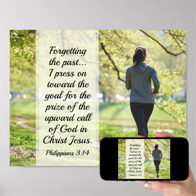 Philippians 3:14 Bible Verse, Girl Running Poster | Zazzle
