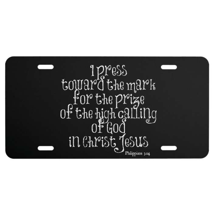 Philippians 3.14 Bible Verse License Plate | Zazzle
