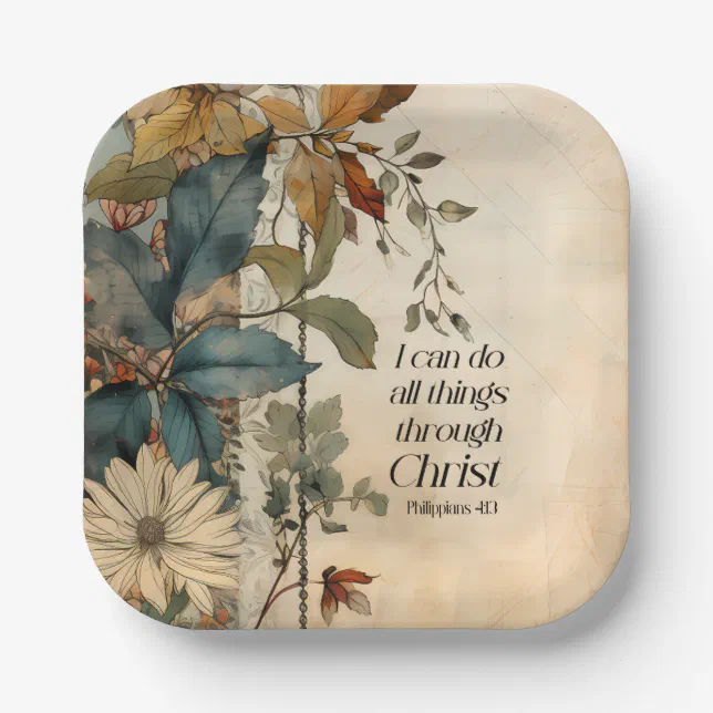 Philippians 4:13 All things through Christ Bible Paper Plates | Zazzle