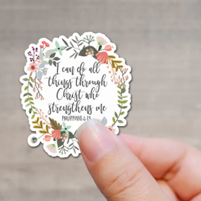 Philippians 4:13 Bible Scripture Verse Sticker | Zazzle