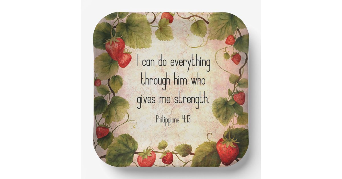 Philippians 4:13 Bible Verse on Timeless Design Paper Plates | Zazzle
