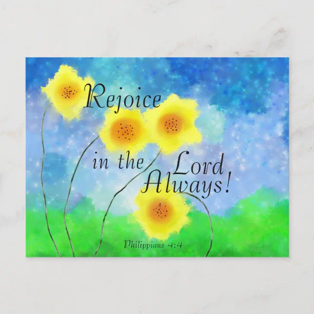 Philippians 4:4, Rejoice in the Lord Always Postcard | Zazzle