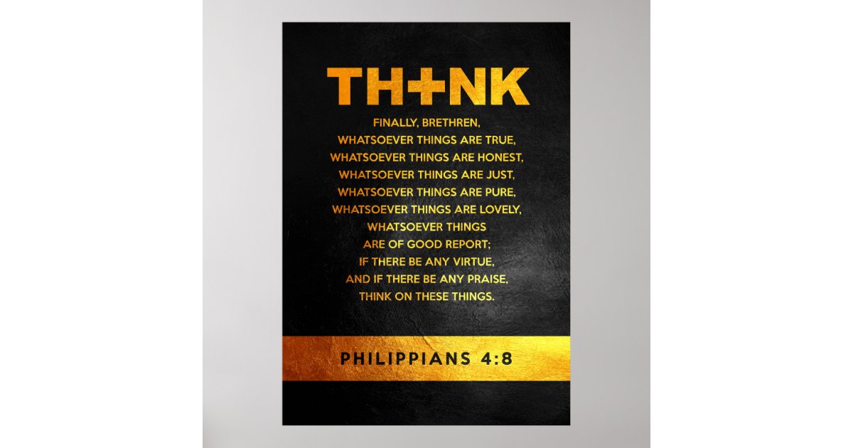 Philippians 4:8 Bible Verse Poster | Zazzle