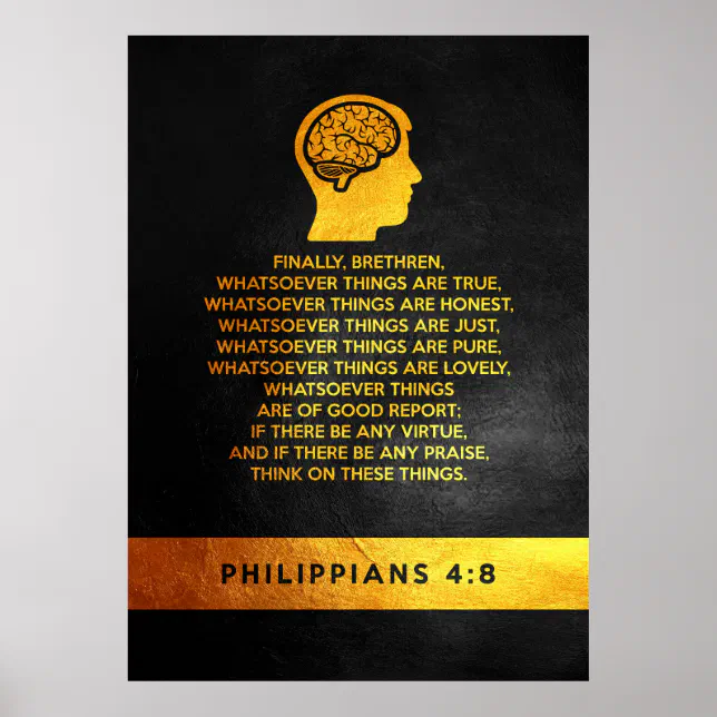 Philippians 4:8 Bible Verse Poster | Zazzle